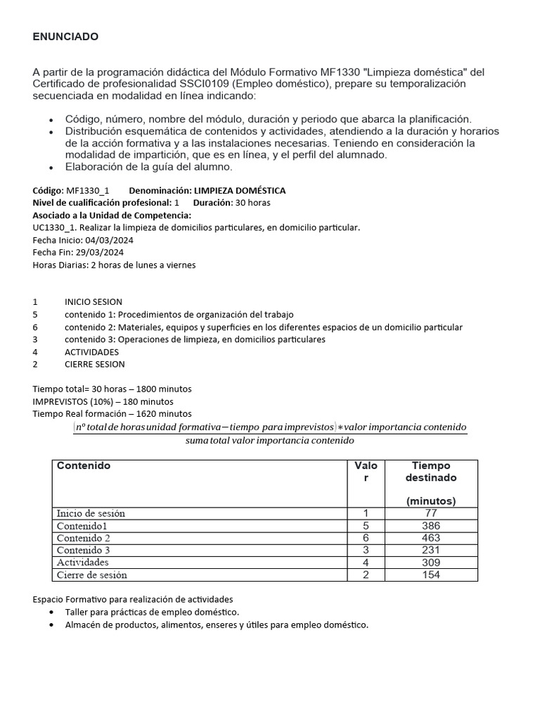 MF1442. Tema 4. Apartado 4.3. Temporalización Secuenciada de La Programación de La Acción ...