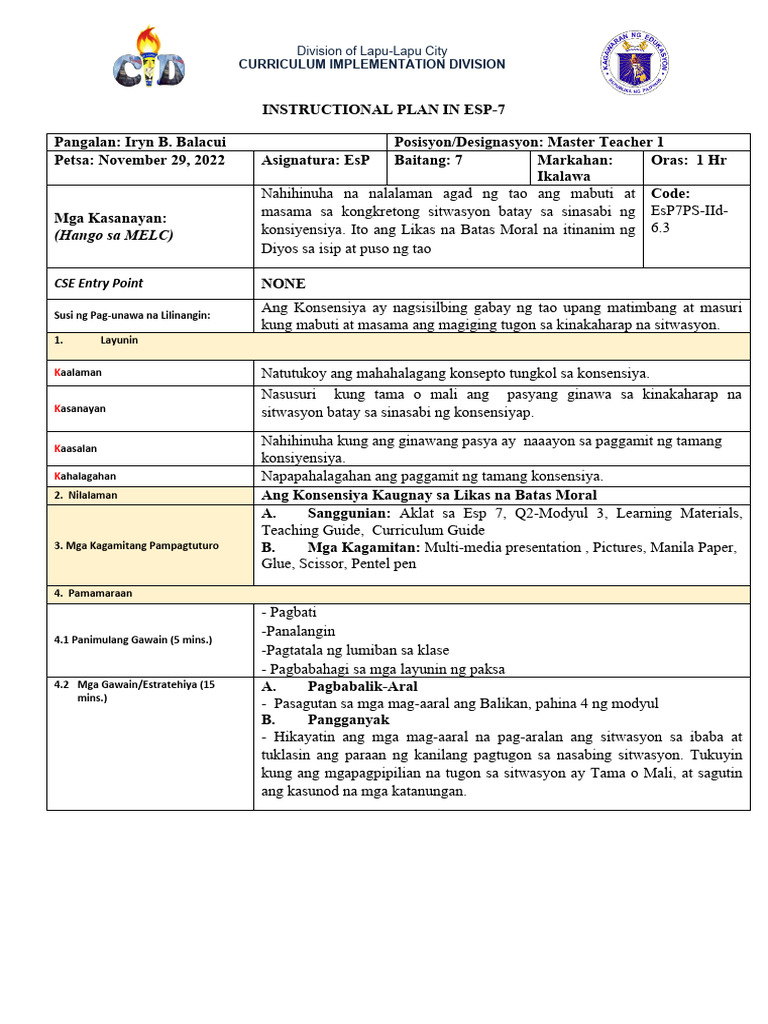 Q2-W4-D1 Esp7-Lavesores | PDF