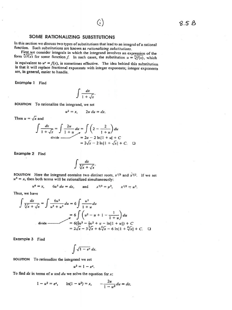 Notes On Rationalizing Substitutions | PDF
