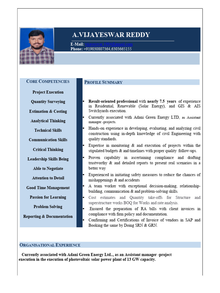 Vijay CV | PDF | Power Station