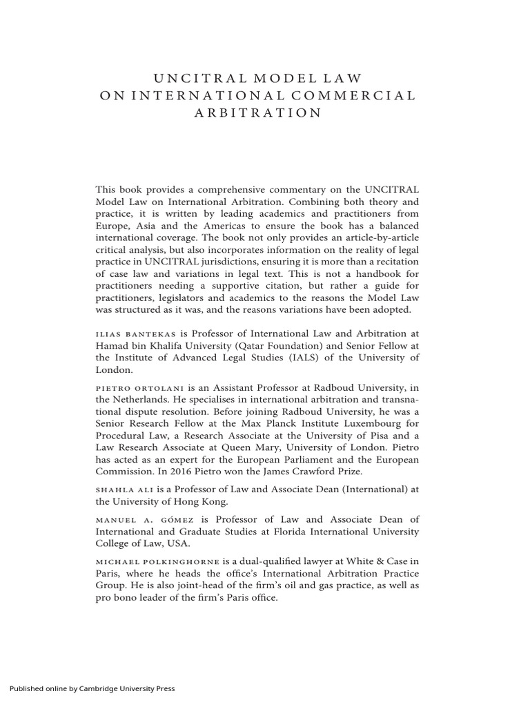 Uncitral Model Law Commentary | PDF | Arbitral Tribunal | Arbitration