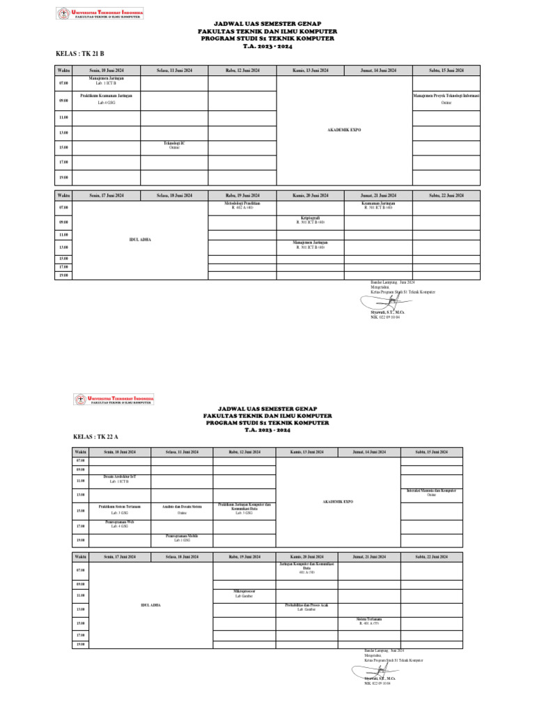 Jadwal Uas S1 Teknik Komputer | PDF