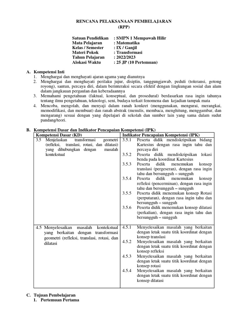 RPP Bab 4 Transformasi | PDF | Karier & Perkembangan | Seni