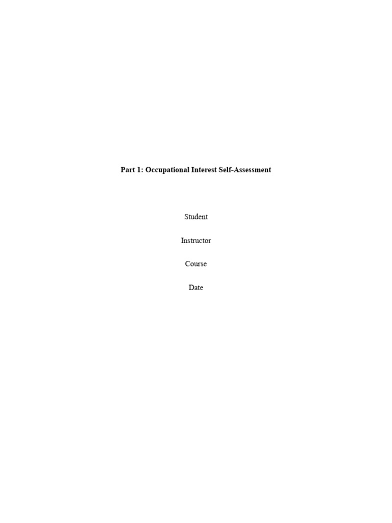 Occupational Interest Self-Assessment | PDF | Nursing | Health Care