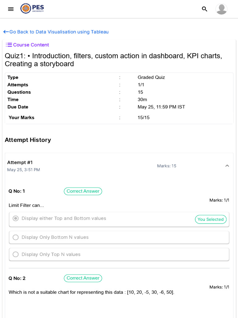 Quiz1_ • Introduction, filters, custom action in dashboard, KPI charts, Creating a storyboard ...