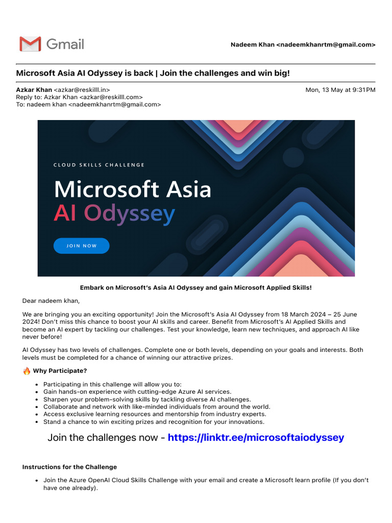 Microsoft Asia AI Odyssey is Back Join the Challenges and Win Big! | PDF