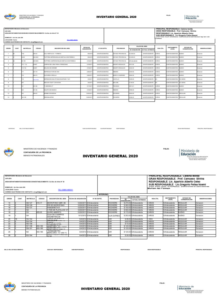 Inventario General 2020 | PDF