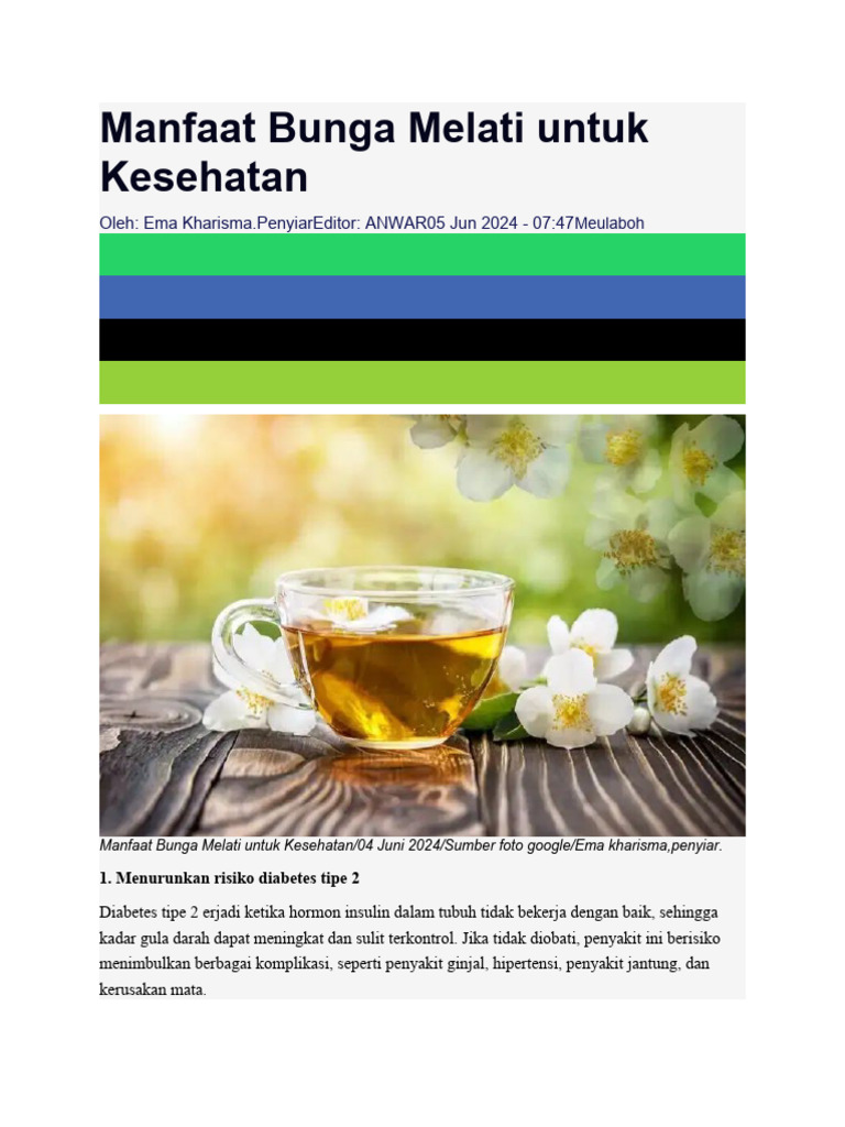 Manfaat Bunga Melati untuk Kesehatan | PDF