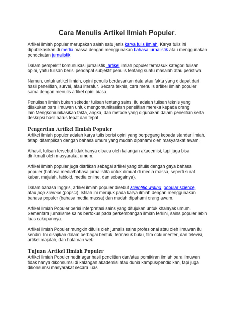 Cara Menulis Artikel Ilmiah Populer | PDF