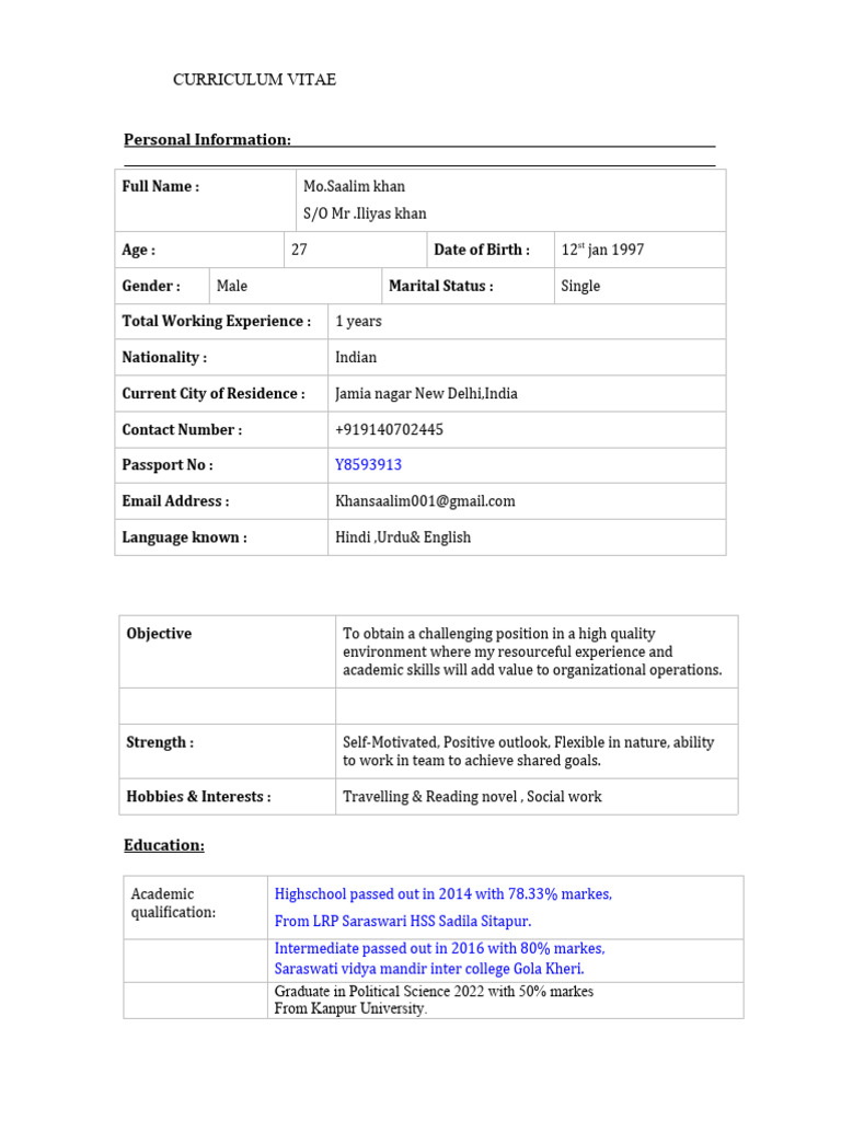 Personal Information:: Curriculum Vitae | PDF