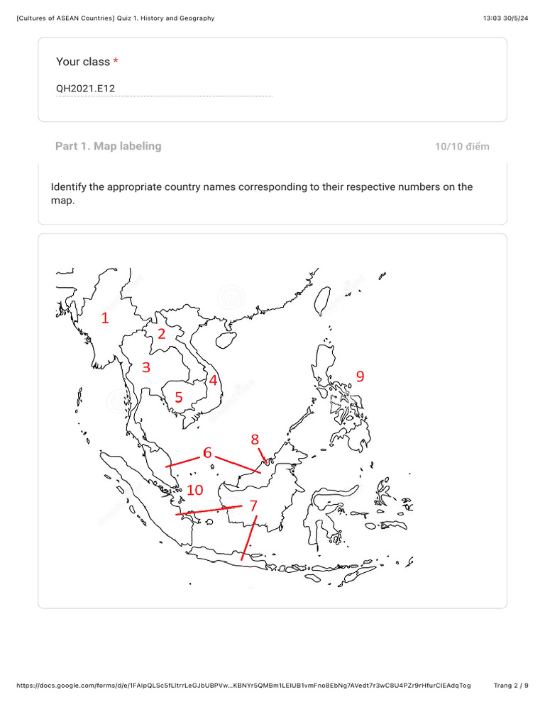 (Cultures of ASEAN Countries) Quiz 1. History and Geography | PDF ...