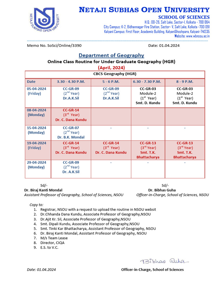 HGR Online Class Routine April 2024 | PDF