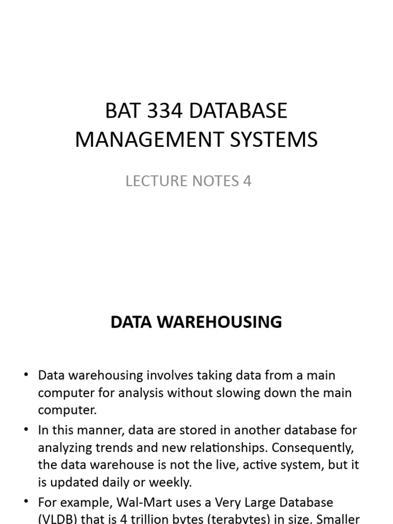 Bat 334 Database Management Systems 4 | PDF | Software Development ...