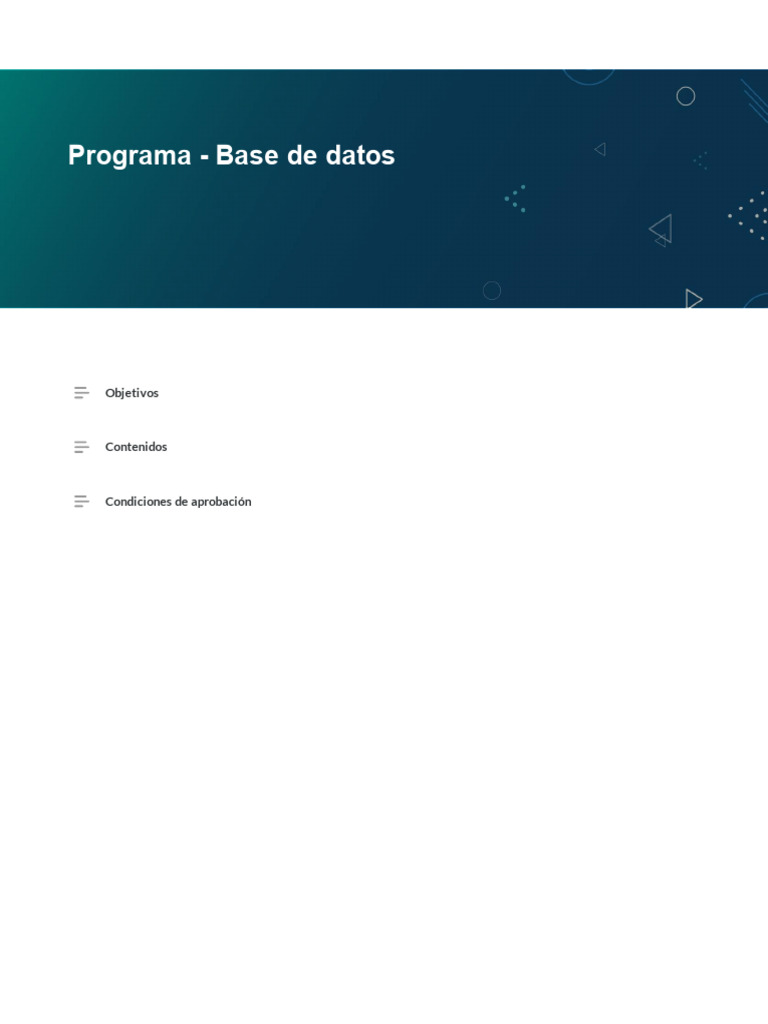 Programa - Base de Datos | PDF | Bases de datos | SQL