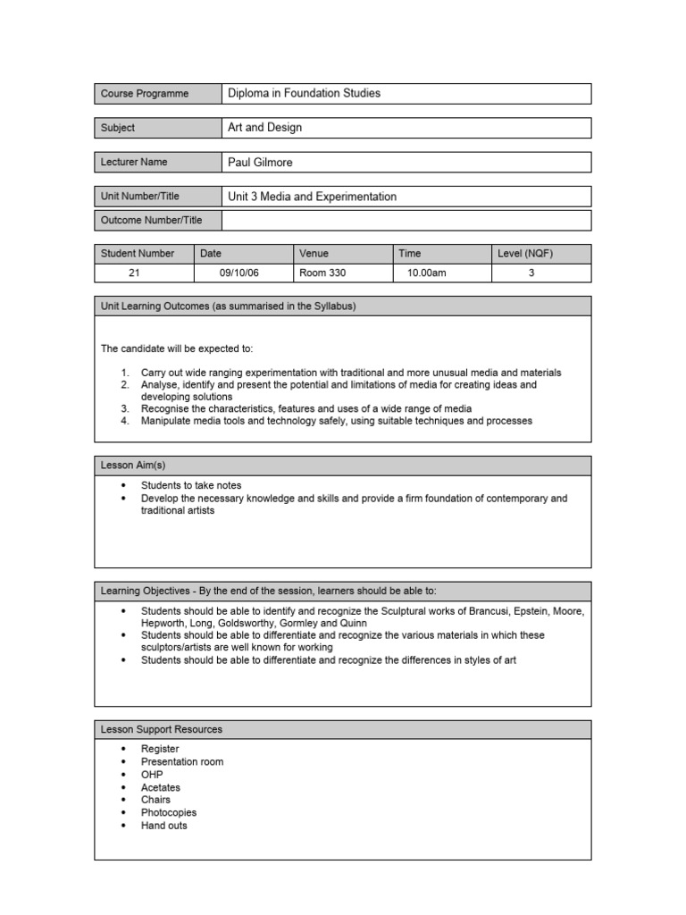 Lesson Plan Proforma 2 | Download Free PDF | Learning | Human Communication