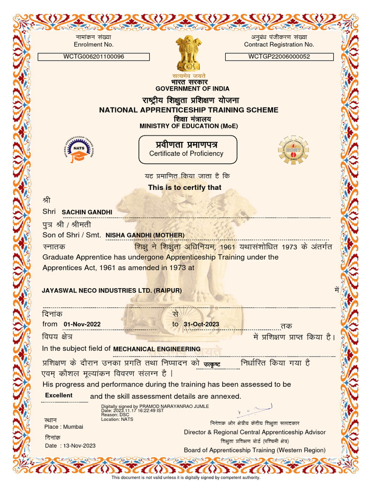 Certificate of Proficiency | Download Free PDF | Apprenticeship ...