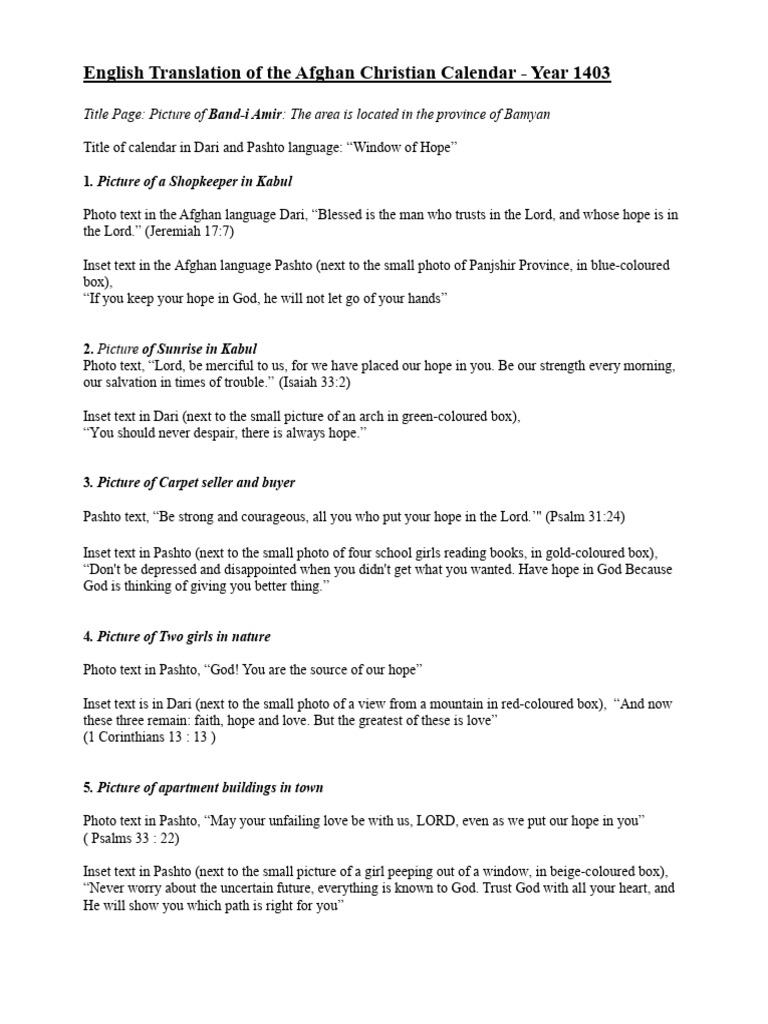 Pamir Calendar English Translation | PDF | Religion & Spirituality