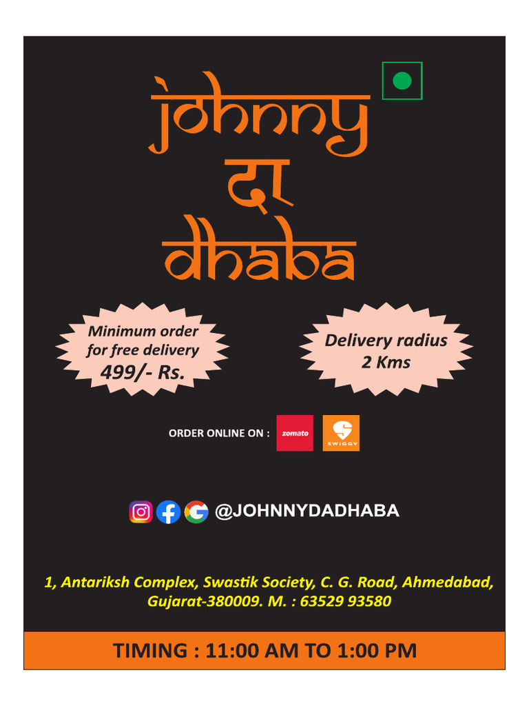 Johnny Da Dhaba Menu - Final | PDF