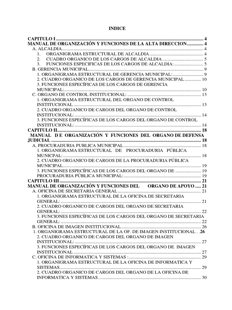 Manual de Organizacion y Funciones | Descargar gratis PDF | Gobierno local | Alcalde
