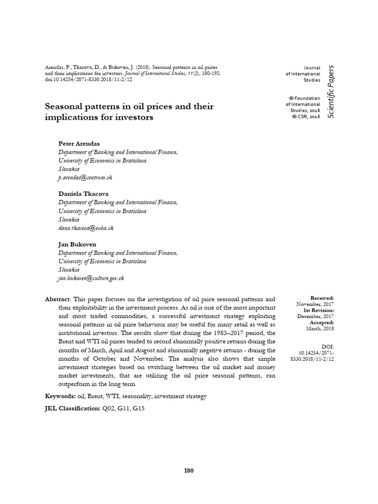 Oil Seasonal | Download Free PDF | Price Of Oil | West Texas Intermediate