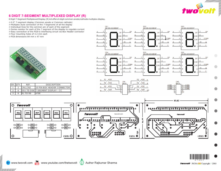 6 Digit 7 Segment Display Module Schematic 1 | PDF