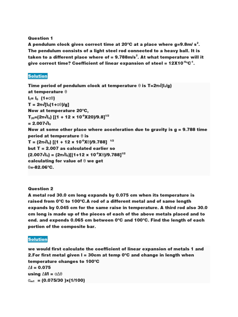 Thermal Expansion Q | Download Free PDF | Thermal Expansion | Physics