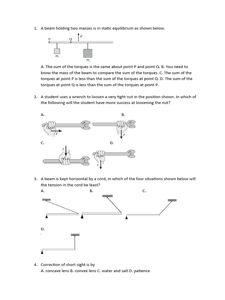 Static Equilibrium and Torque Analysis | PDF | Teaching Methods ...