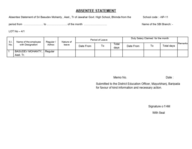 Absentee Statement | PDF