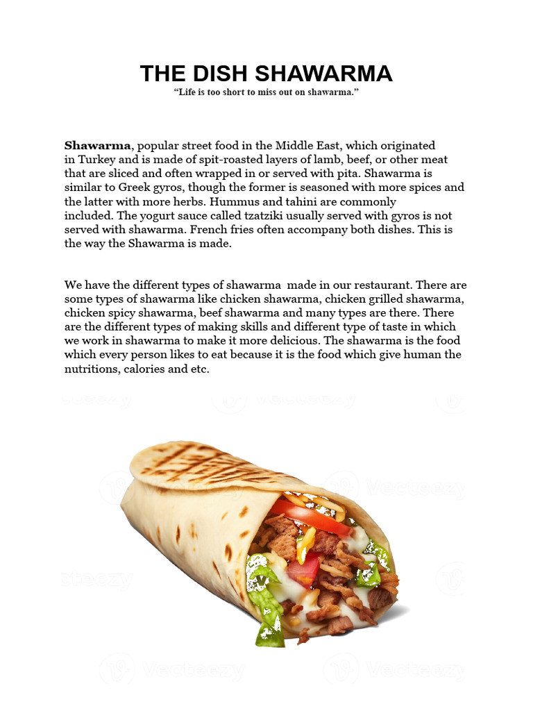 The Dish Shawarma Article | PDF | Cooking, Food & Wine