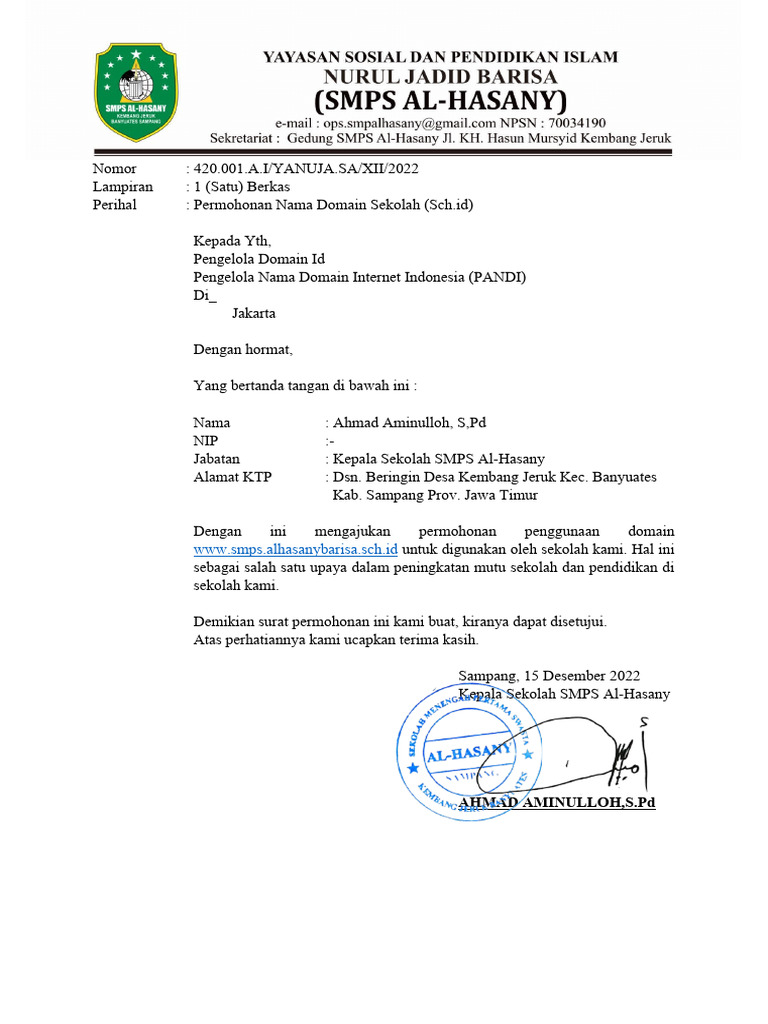 Surat Permohonan Ke Pandi | PDF