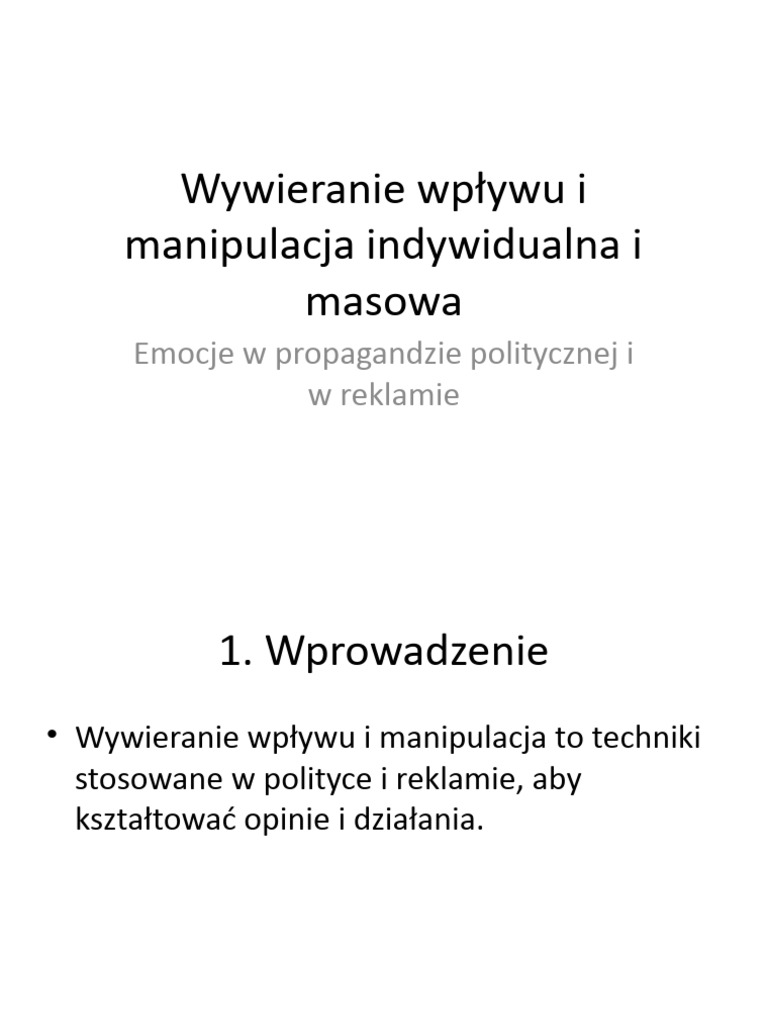 Influence and Manipulation Presentation | PDF