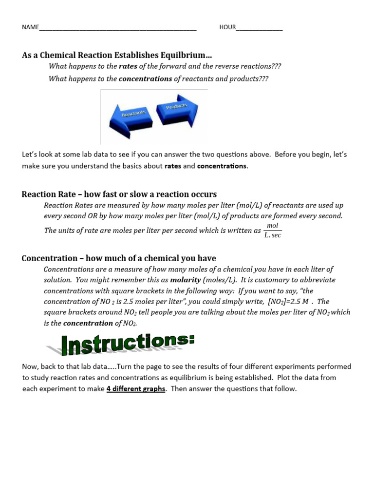 Equilibrium Reading and Graphing Worksheet Lesson Plan 1 | PDF ...