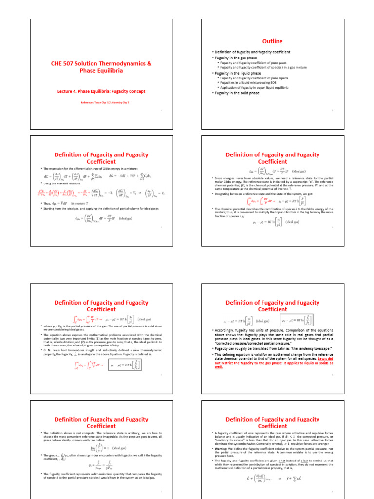 CHE507 Lecture4 | PDF | Chemical Equilibrium | Gases