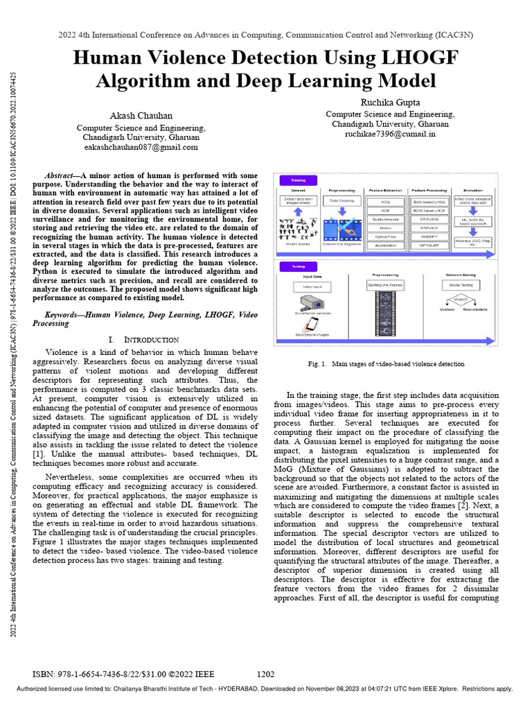 Human Violence Detection Using LHOGF Algorithm and Deep Learning Model11 | Download Free PDF ...