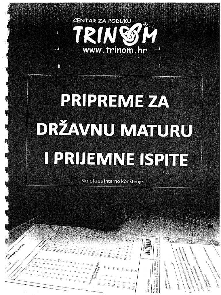 Priprme Za Državnu Maturu I Prijemne Ispite | PDF