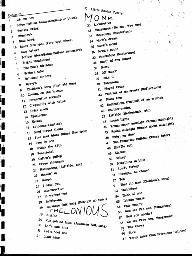 Thelonious Monk Fake Book | PDF