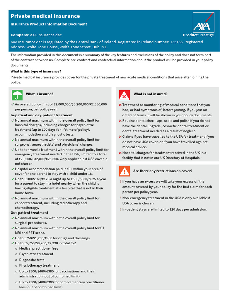 Insurance Product Information Document | PDF | Patient | Therapy