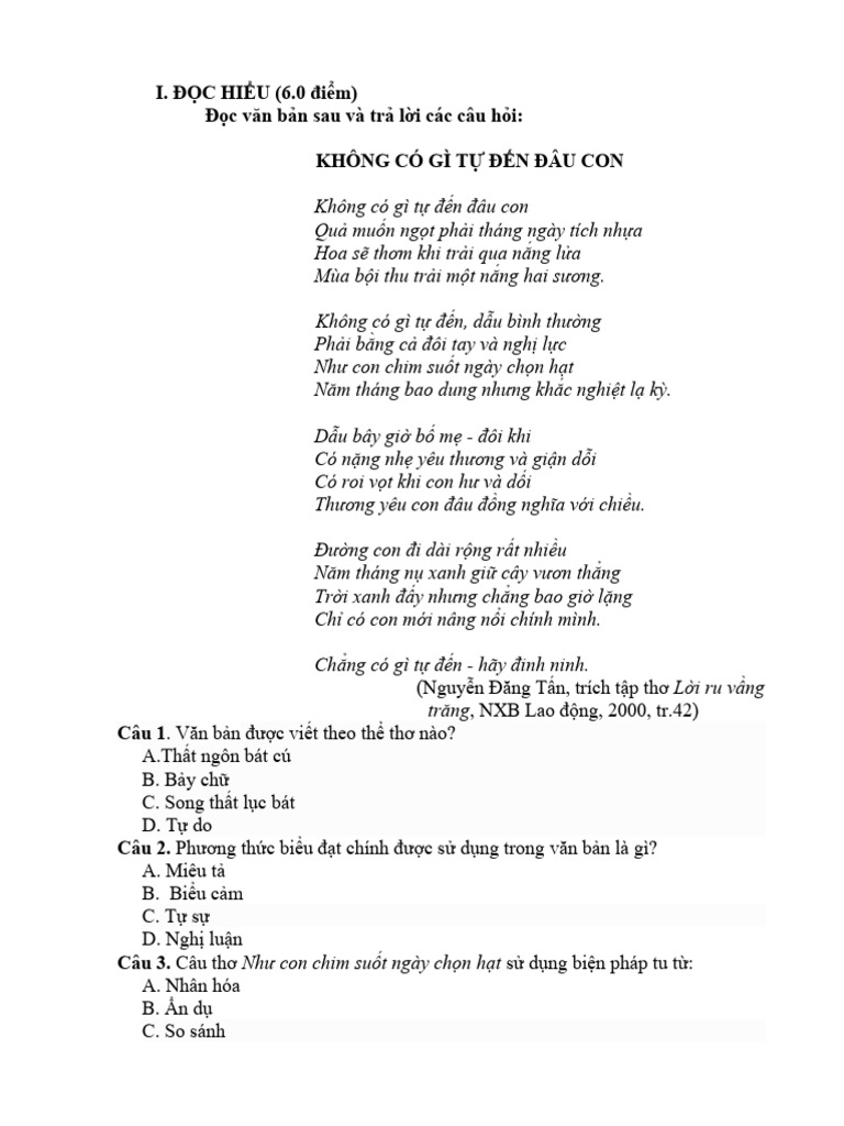 KÊT NỐI-KHÔNG CÓ GÌ TỰ ĐẾN ĐÂU CON- PHÂN TÍCH, ĐÁNH GIÁ KHÔNG CÓ GÌ TỰ ĐẾN ĐÂU CON | PDF