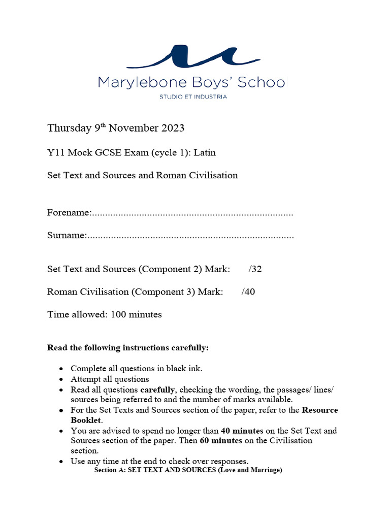 11LA Mock 1 Component 2 and 3B Roman Civ | PDF | Ancient Rome