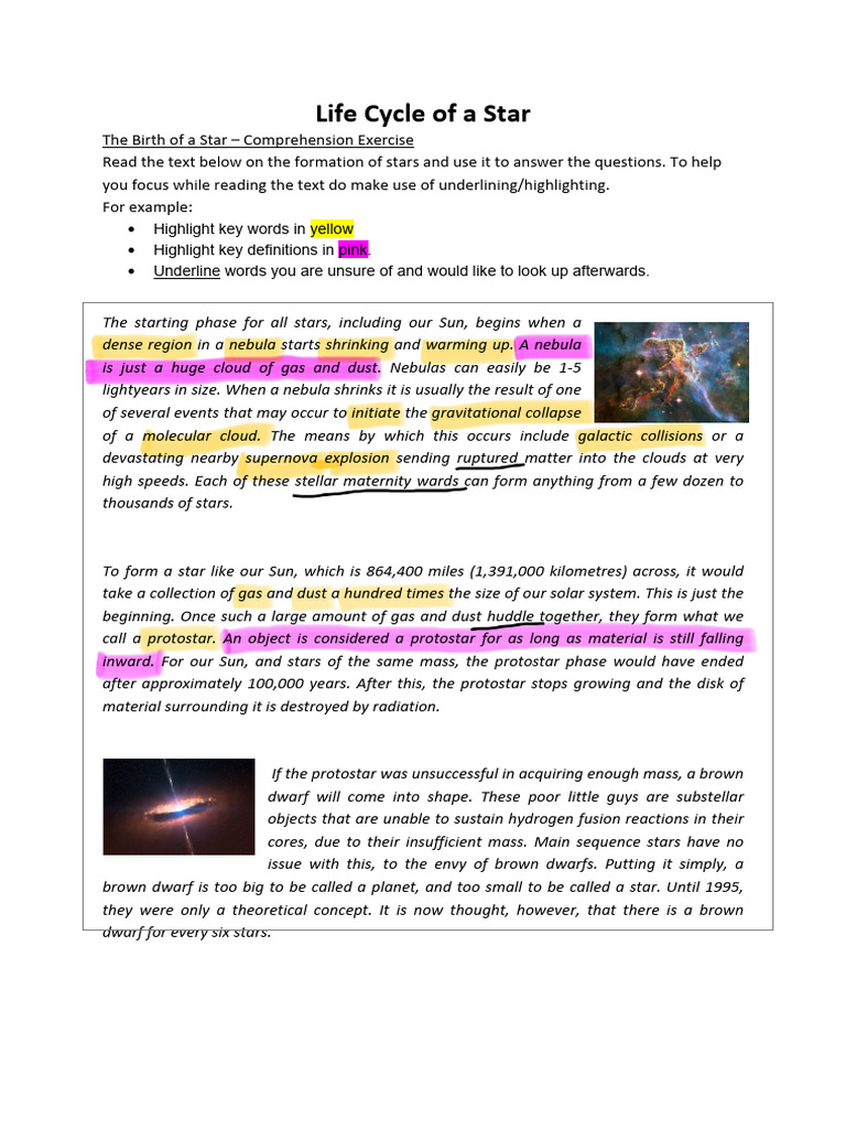 Life Cycle of A Star Notes | PDF | Stars | Stellar Astronomy