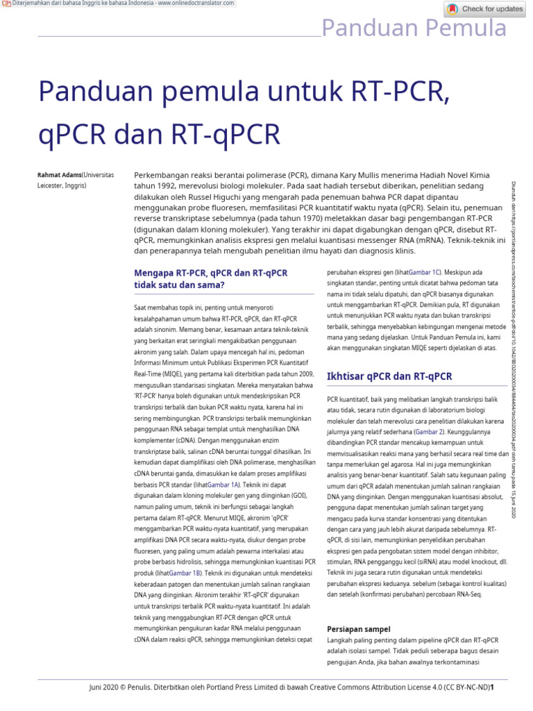 A Beginners Guide To RT-PCR QPCR and RT-QPCR - En.id | PDF