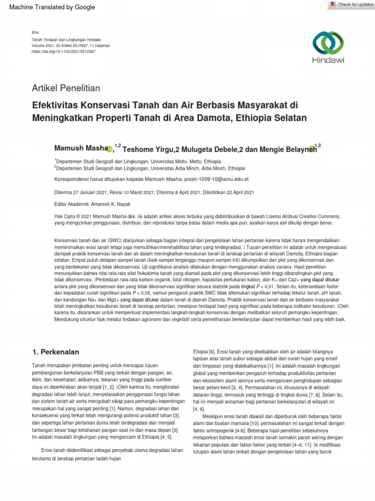 Applied and Environmental Soil Science - 2021 - Masha - Effectiveness of Community Based Soil ...