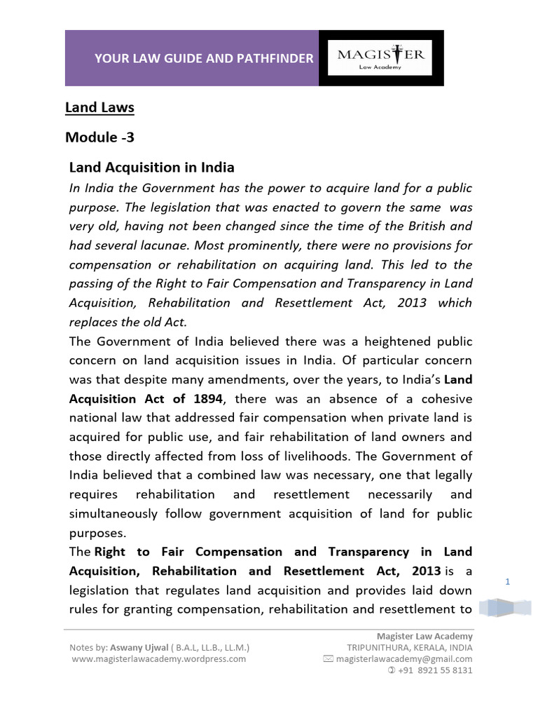 Land Laws - Module 3 | PDF | Eminent Domain | Justice