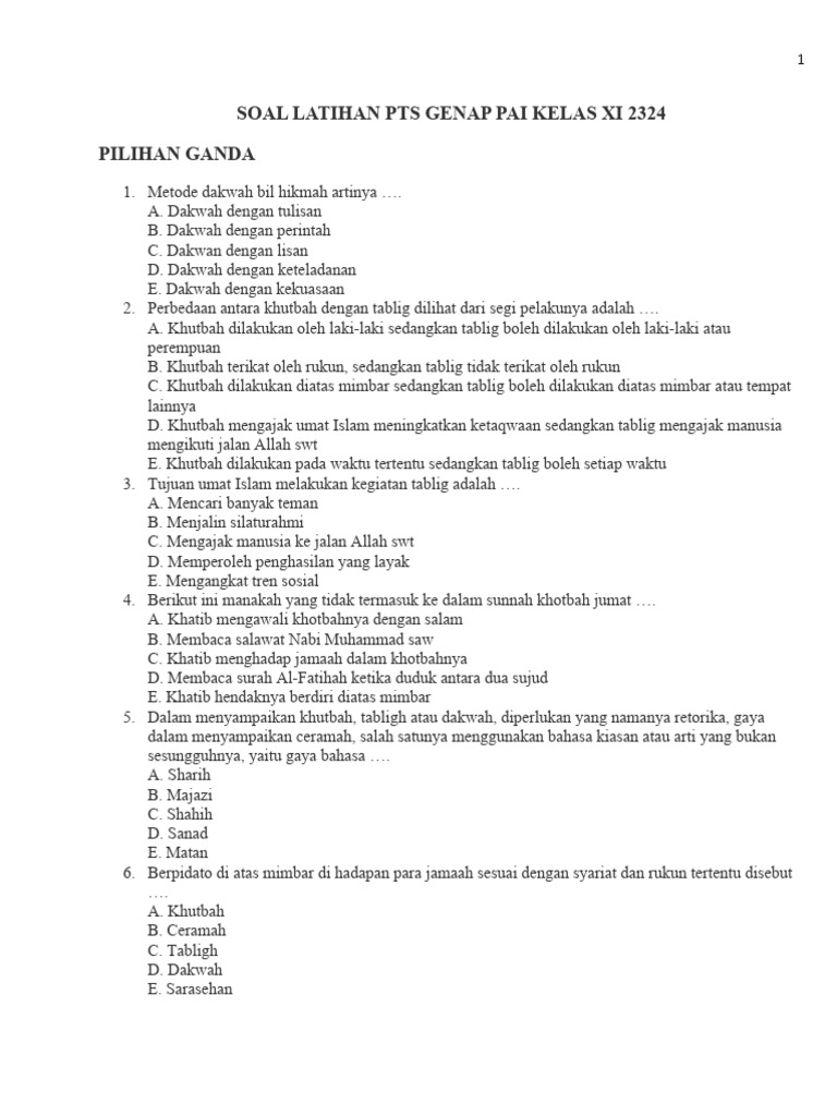 Soal Latihan PTS XI Smt. Genap 2324 | PDF