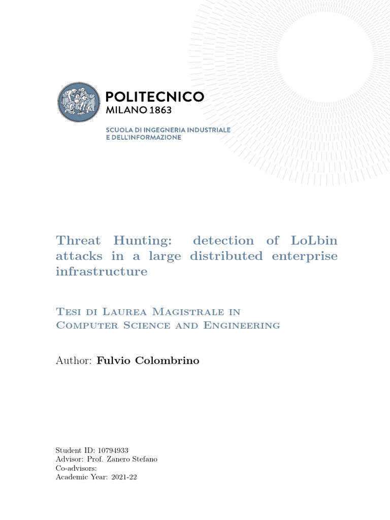 Threat Hunting, Detection of LoLbin Attacks in A Large Distributed ...