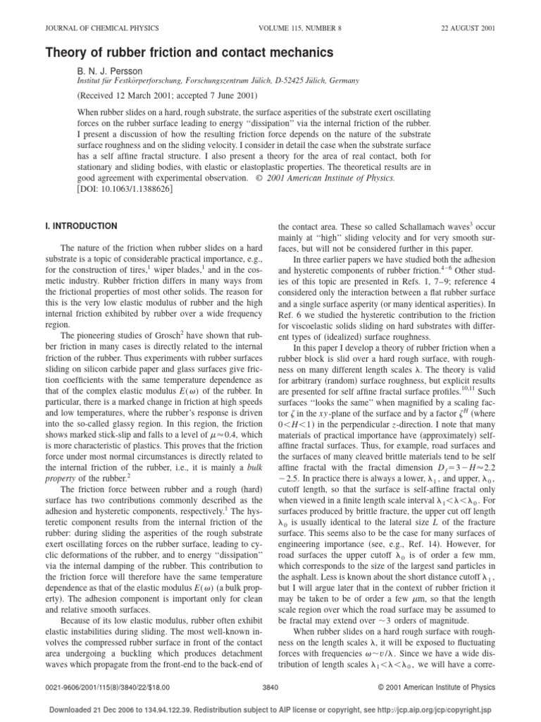 Persson Rubber Friction | PDF | Friction | Elasticity (Physics)