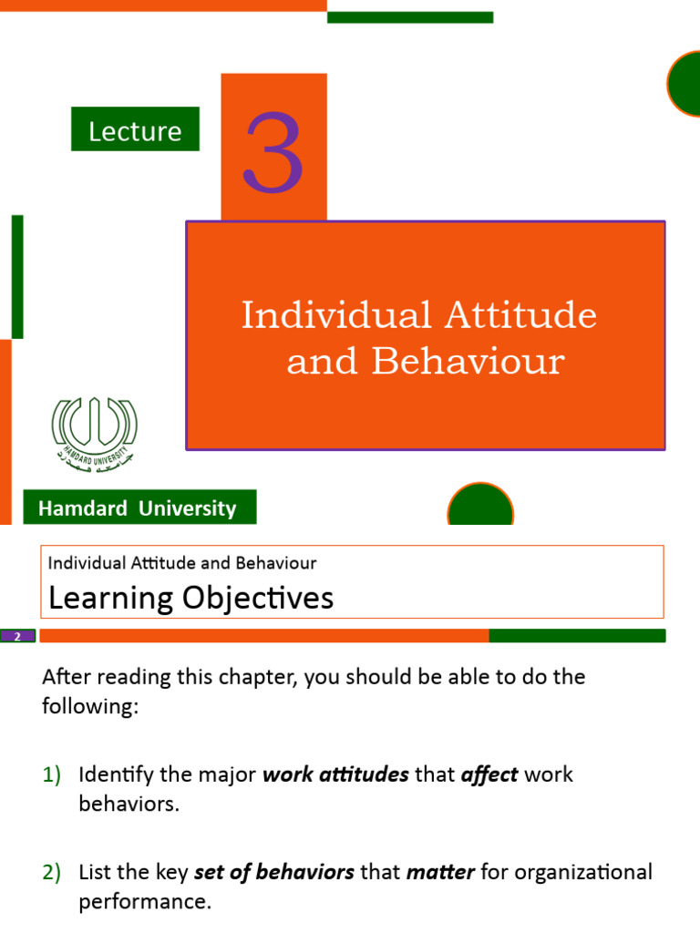 3-Individual Attitude & Behaviour | PDF | Job Satisfaction | Organizational Behavior