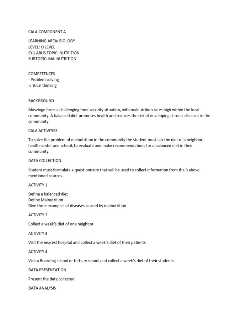 Cala 1 - Malnutrition | PDF