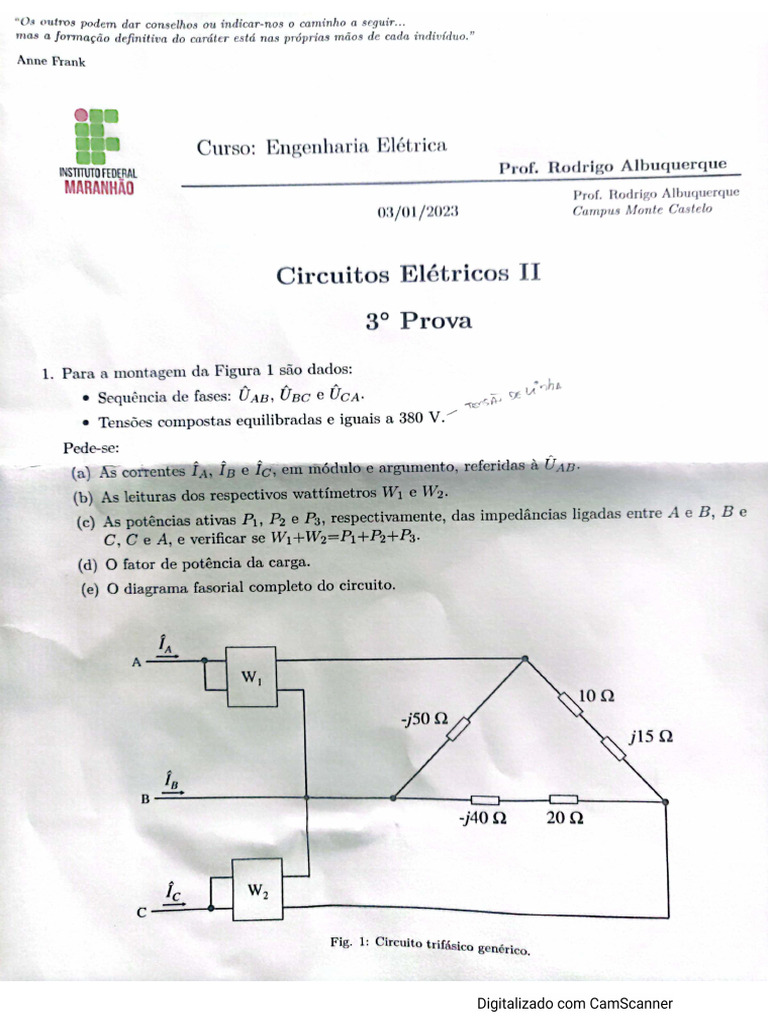 3a Prova de Circuitos II | PDF