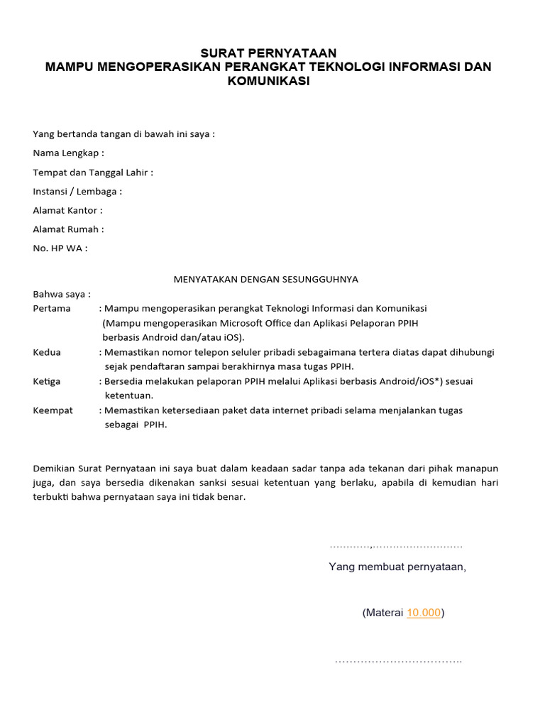 surat-pernyataan-kemampuan-tik | PDF